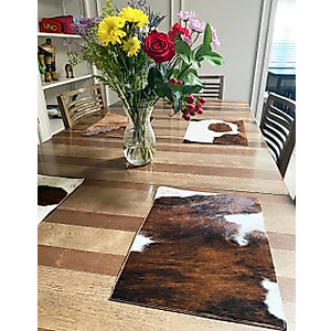 RODEO Cowhide Leather placemats 4 pcs Set Square 15.5in(L) X11in(W) (Tricolor)