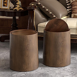 Bathroom Trash Can, Household Trash Can with Swing Lid, Wood Grain Trash Can for Office and Bedroom, with Removable Interior Waste Bucket