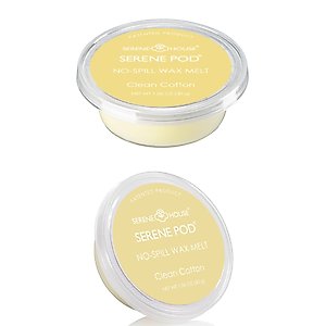 Serene House Clean Cotton No-Spill Wax Melt Pod Duo Pack – 2, 30g Fragrant Soy Wax Pods with Aroma Lasting 72 Hours Each – Patented Technology Prevents Spills for Easy, Safe, Clean Home Aromatherapy