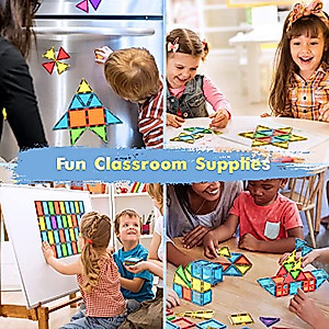 GEPER 32PCS Magnetic Tiles, Beginner Set Toddler Toys Girls & Boys, Magnetic Building Blocks Toys for 3+ Year Old, Ideal Gift STEM Toys, Montessori Learning Sensory Magnet Tiles for Kids 3-4 Birthday