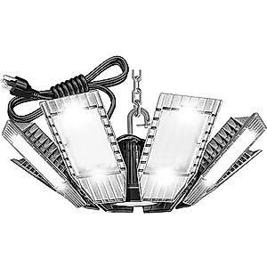 250W LED shop Lights,30000LM-Plug-in High Bay Light-Adjustable 7-Panel LED Garage light,Design-Aluminum Heat Sink-Ideal for Warehouse,Residential,Barn,Factory,Workshop-High Intensity Shop Lighting