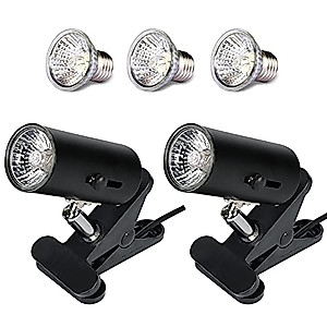 2-Pack Adjustable Reptile Clamp Heat Lamp Fixture Holder with 3-Pack 50W Sun Basking Spot Lamp Suitable for Aquarium, Reptiles,Lizard, Turtle, Snake