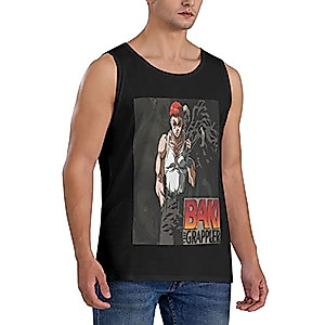 WAYOQI Baki The Grappler Men's Tank Tops Tshirt Sleeveless Shirts Shirt Running Workout Cotton Casual Black Large