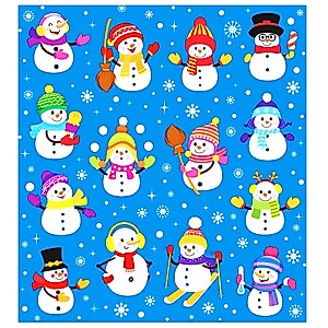 Zonon 112 Pieces Snowman Stickers Winter Snowflake Snowman Holiday Stickers for Teachers Kids Classroom Party Favor, 14 Styles