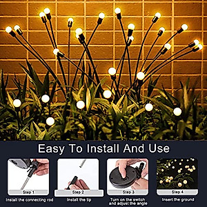 Starburst Swaying Solar Lights,8 LED Light Bulbs,Decorative Solar Garden Lights,Outdoor Waterproof Firefly Path Lights for Pathway Yard Patio Landscape, Fun Flowing in Wind-Bright Warm White (3 Packs)