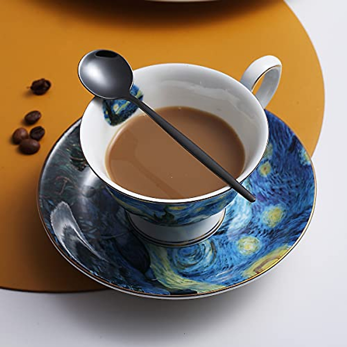 Black Coffee Spoons Set of 6, Kyraton Stainless Steel 5.1" Titainium Plating Demitasse Spoons, Tiny Espresso Spoons, Small Mini Coffee Spoons, Dishwasher Safe