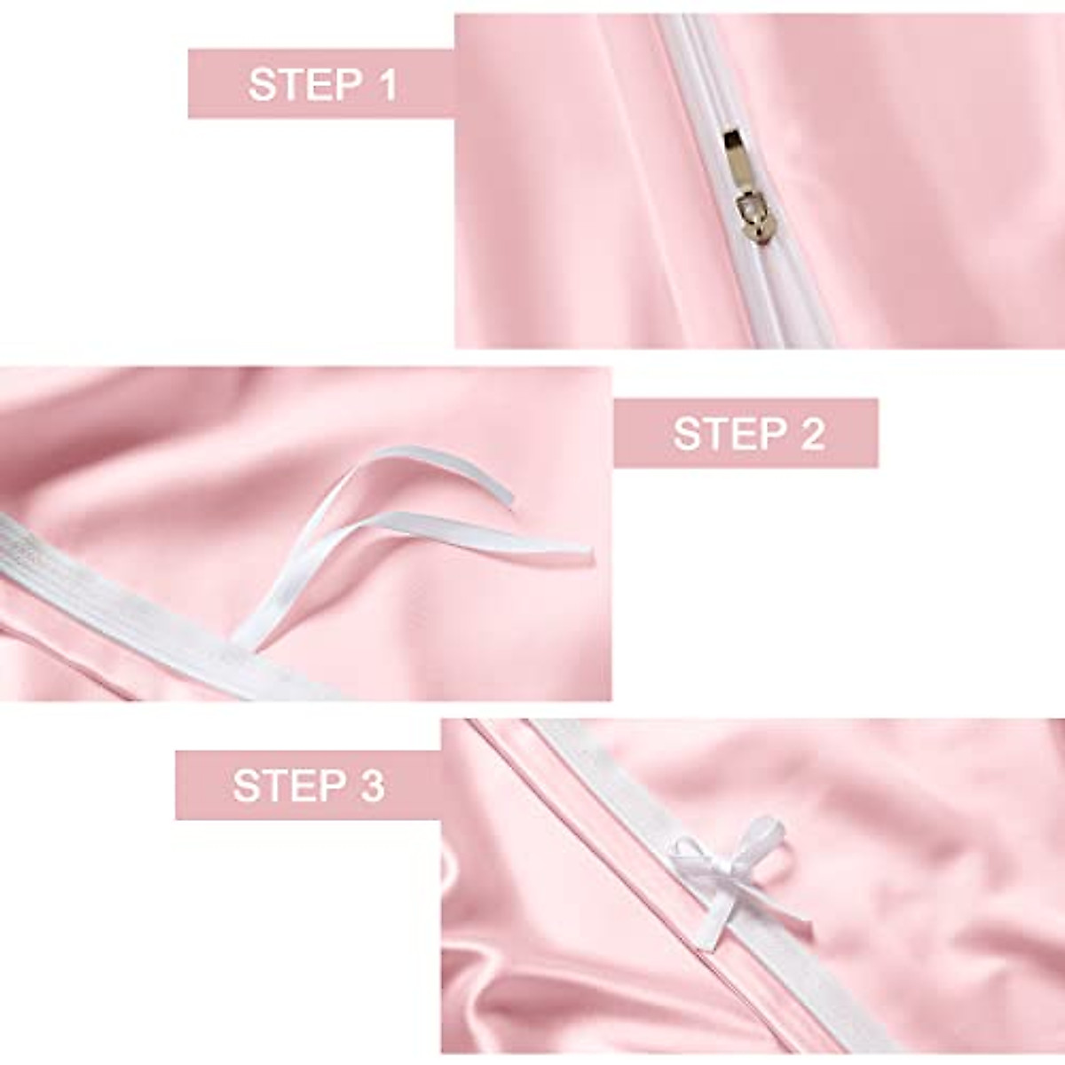 Homiest 60"x80" Duvet Cover for Weighted Blanket, Blush Pink Satin Weighted Blanket Cover Full/Queen Size with 8 Ties, Silky & Removable Zippered Duvet Cover Heavy Blanket Duvet Cover for Adults