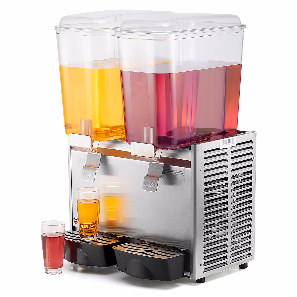 WILPREP Commercial Beverage Dispenser, 18L x 2 Tanks 9.6 Gallon Refrigerated Juice Dispenser with Thermostat Controller, Food Grade Stainless Steel 550W Iced Beverage Dispenser, ETL & ETL Sanitation