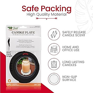 Candle Warmer Plate Safely Releases Scents Without a Flame - Used as Candle Jar Warmer, Coffee Warmer, Mug Warmer, Cup Warmer, Tea Warmer Desk in Your Home & Office, 1 Pack, Black