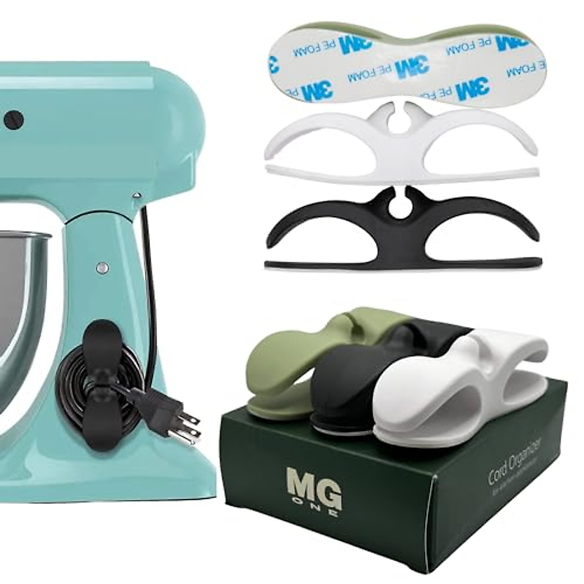 MG ONE 6-Pack Cord Organizer for Kitchen Appliances - Cord Holder Stick On with Strong 3M Adhesive - Cable Organizer for Appliances: Mixer, Blender, Coffee Maker, Pressure Cooker, Air Fryer