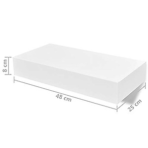 Festnight Pack of 2 MDF Floating Wall Display Shelf with Storage Drawer Wall Mounted Book DVD Storage Shelf for Living Room Home Office Decor 19" x 9.8" x 3.15" (W x D x H)