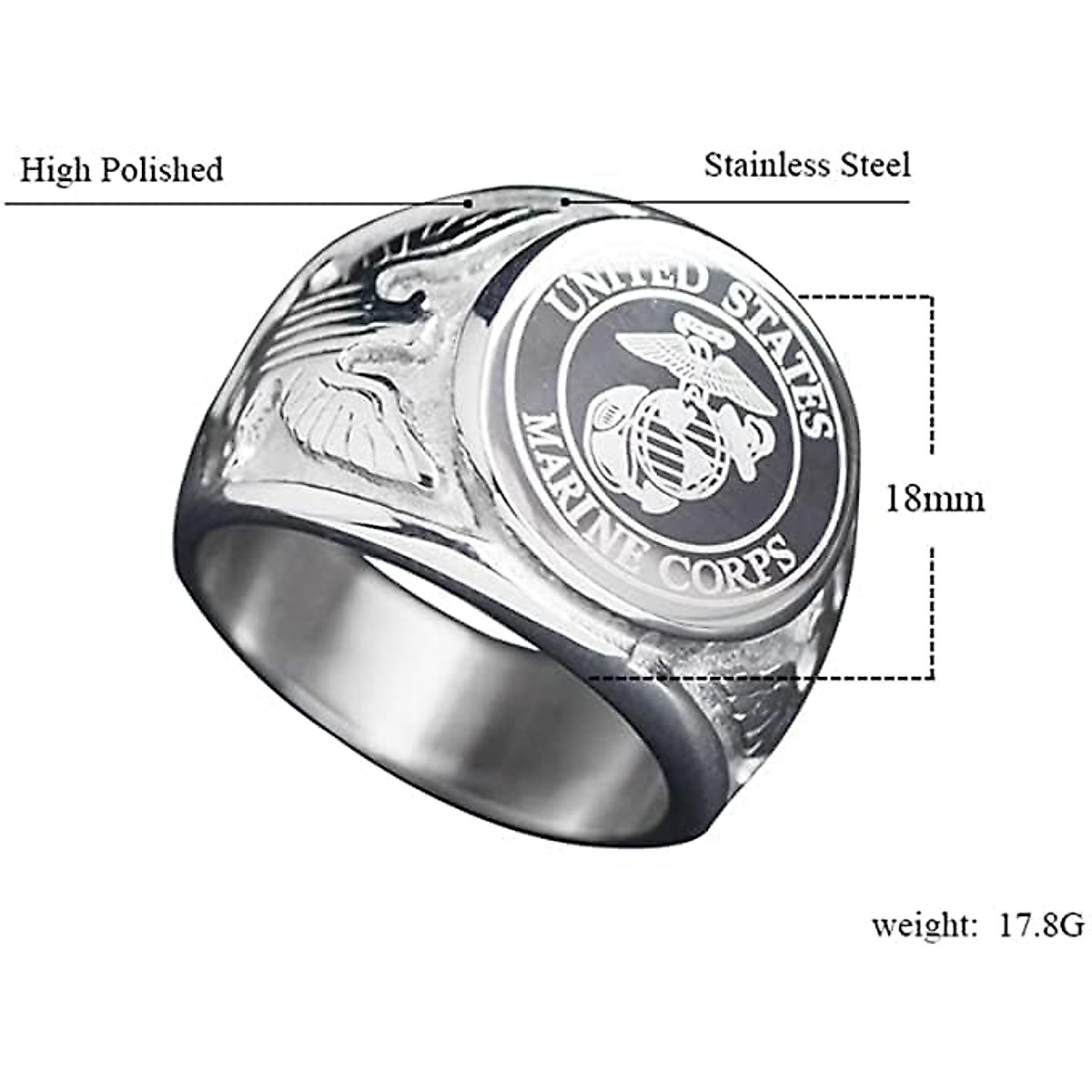 Military Ring United States US Army Men Rings Stainless Steel Jewelry