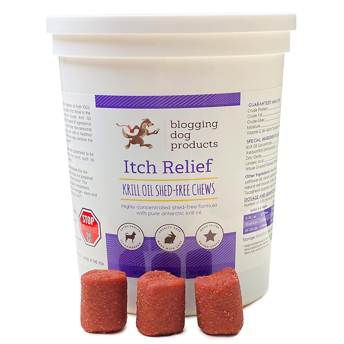 BDP Dogs Allergy Chewable Supplement - Itchy Skin Relief for Pets Allergies – Reduce Shedding - Pet Krill Oil Omega Bites - Soft Chews for Hotspot, Itching, Licking - Allergy Chew Quantity 60…