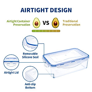 KIGI [2 PACK] 38.9 OZ Food Storage Containers with Lids Rectangular Leak-Proof Bento Box Airtight Meal Prep Containers,BPA FREE,Microwave Safe