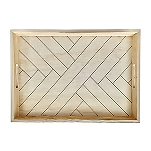 Seasoned Living Rustic Wooden Serving Tray Large 20”x14.4” Water-Resistant Wood Tray for Ottoman, Coffee Table, Breakfast in Bed, Table Centerpiece Home Decor (Natural Pine)