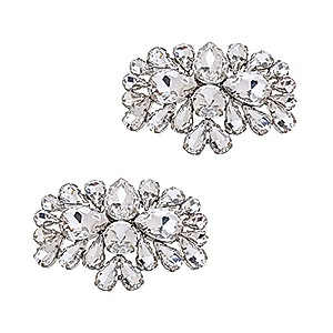 Ruihfas 2Pcs Bling Bling Crystal Rhinestones Wedding Party Prom Shoe Clips Buckles Decorations for Women 1.57×2.44inch