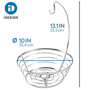 InterDesign Axis Fruit Tree Bowl with Banana Hanger for Kitchen Countertops - Chrome