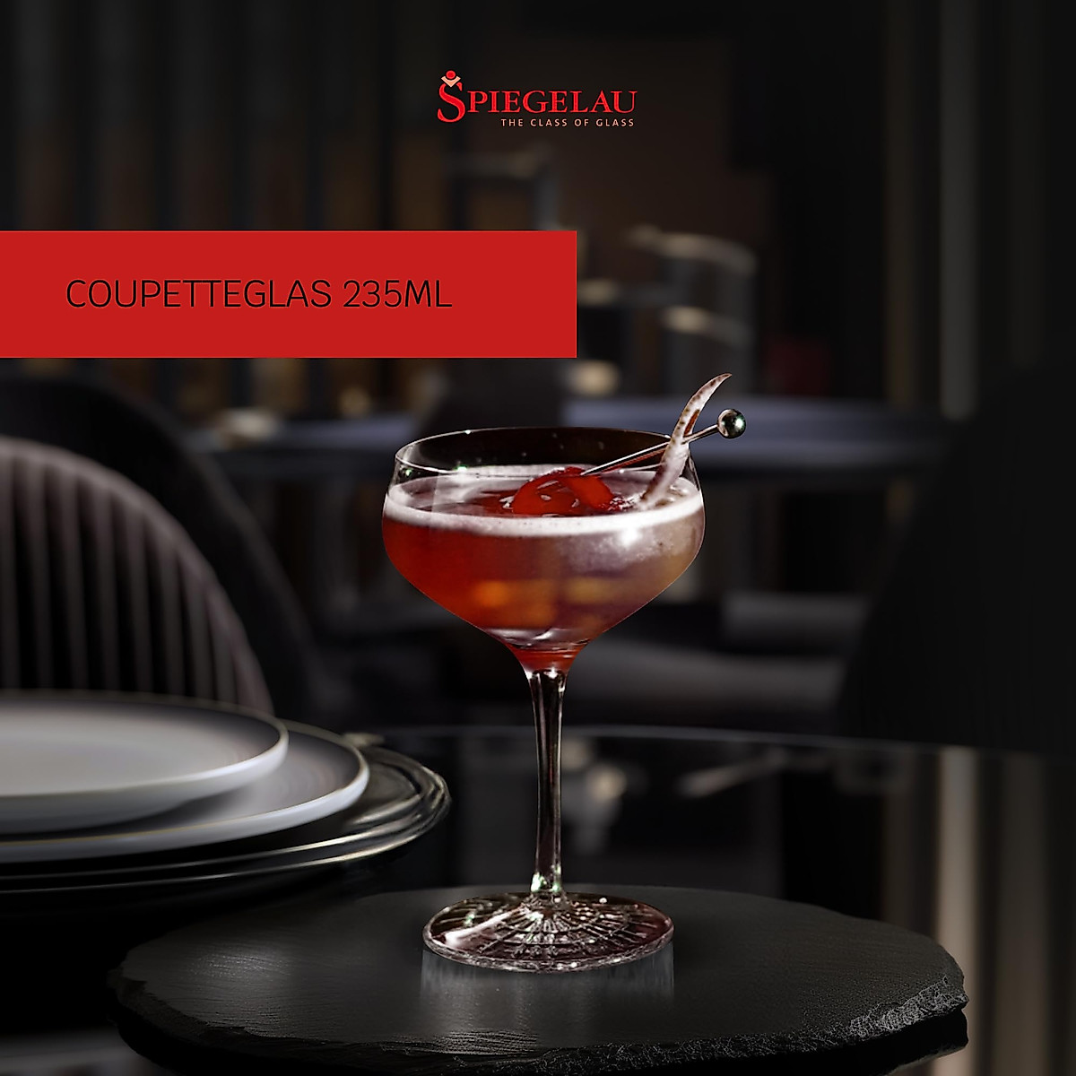 Spiegelau Prefect Coupette Cocktail Glasses, Coupe Martini Glasses, Stemmed Drinkware, European Crystal, Drinkware Glass Set of 4, 8.3 oz.