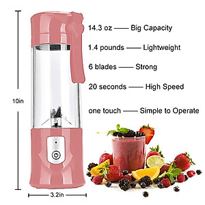 Portable Blender, Toycol Personal Size Blender for Shakes and Smoothies with 6 Ultra Sharp Blades,13.5Oz Mini Blender USB Rechargeable for Travel/Picnic/Office/Gym/Father's Day gift