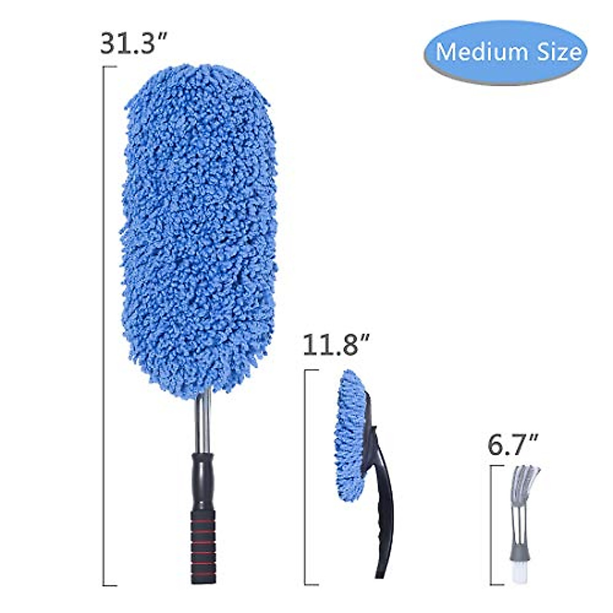 Loyakuu (3 Pack Microfiber Car Duster Exterior Scratch Free, Extendable Handle Interior Multipurpose dust Cleaning Duster for car(Medium)