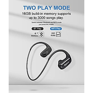 Sports Wireless Headphones, IPX7 Waterproof 16GB MP3 Player with Bluetooth, Running Earphone 10Hrs Playtime, Wireless Bluetooth 5.0 Headset with Noise Cancelling Mic(Black)