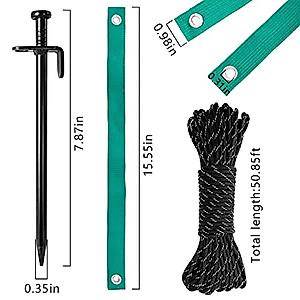 Heavy Duty Steel Tree Stake Kits with Tree Straps and 50ft Reflective Rope Tree Support Anchoring Kit，Tree Supports for Leaning Tree