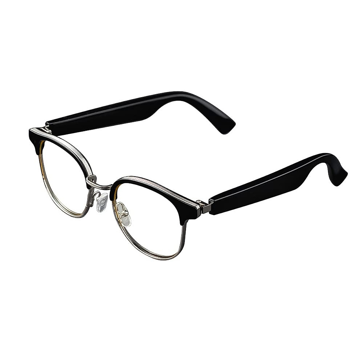 Smart Music Call Glasses Waterproof and Dustproof Anti -Blue Light Navigation Intelligent Voice Siri Awakening Sunglasses Metal Frame Personalized Headset Rose Gold (Bluck Gold-Anti -Blue Light)