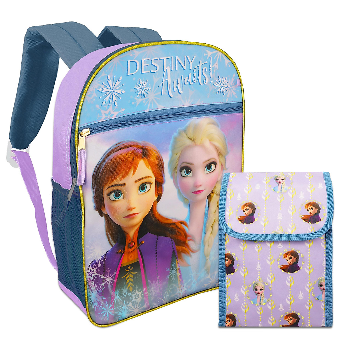 Disney Frozen 2 Backpack Set for Girls ~ 6 Pc Bundle With Deluxe 16" Frozen Backpack Lunch Bag, Water Bottle, Stickers and More (Frozen School Supplies)