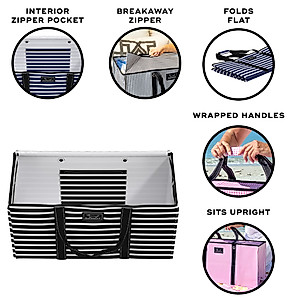 SCOUT Errand Boy - Extra Large Lightweight Utility Tote with Breakaway Zipper - Collapsible Grocery and Market or Beach Tote