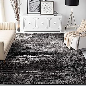 SAFAVIEH Adirondack Collection 9' x 12' Silver / Black ADR112A Modern Abstract Non-Shedding Living Room Bedroom Dining Home Office Area Rug