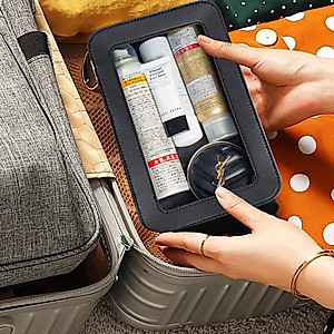 FFpaw Clear Makeup Bag Organizer, TSA Approved Portable Travel Toiletry Bag Clear Cosmetic Bag Case Small Make Up Bag Mini Makeup Pouch for Purse Car Essentials for Women Men (Black)