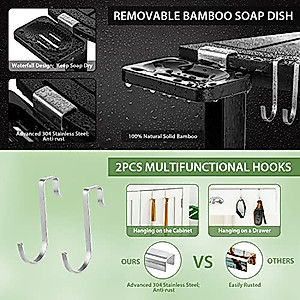 ETECHMART Bamboo Corner Shower Stool for Shaving Legs Foot Rest, Waterproof Bath Bench Seat with Storage Shelf and Soap Dish for Bathroom Inside Shower, Use as Small Corner Table Step Stools, Espresso