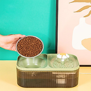 2 in 1 Cat Water Fountain and Food Bowl,Cat Fountain Water Bowl,Pet Water Bowl Fountain,Automatic Pet Water Dispenser,Cat Food and Water Bowl Set,Cat Feeding and Watering Supplies(Blue)