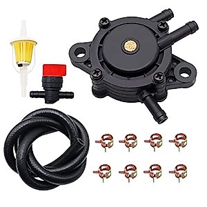 Taiss 491922 808656 Fuel Pump ,With AM116304 Fuel Filter +Line 2/5" (11mm) ID Hose Clamps+1/4"(6mm)Fuel Line Hose +Fuel Shut Off Valve, Suitable For Garden Lawn Mower Tractors