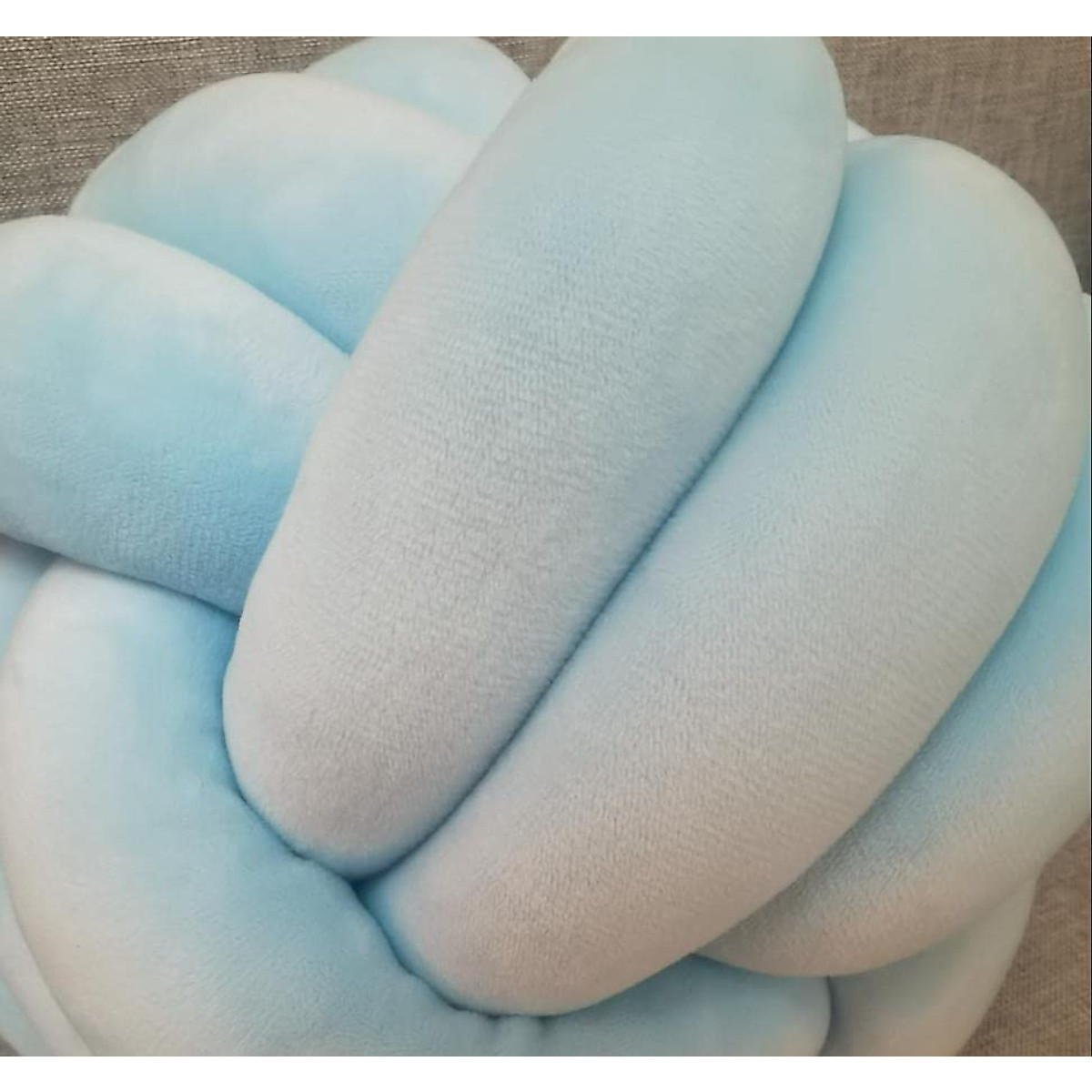 XIA ZHI Handmade Velvet Knot Ball Plush Throw Pillow -Elegant Cozy Toy Gift Home Bedroom Couch Office Sofa Decoration 8.66 inch (Light Grey)