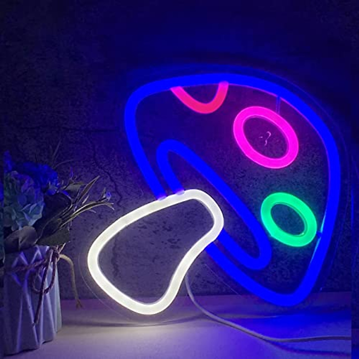 LED Neon Mushroom Cute Neon Sign, USB Powered Neon Signs Night Light, 3D Wall Art & Game room Bedroom Living Room party Decor lamp for Children Kids Girls Boys