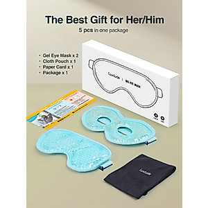 Luxtude Gel Eye Mask Cooling Eye Mask for Dry Eyes 2PCS, Heated Warm Eye Ice Pack Reusable Gel Sleep Mask, Frozen Cold Eye Compress for Puffiness/Dark Circles/Headaches/Allergies (Blue)