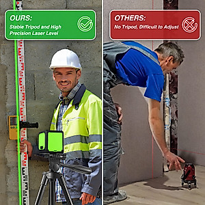 Level Tool with Tripod, 50Ft Self Leveling Leveler Tool Green Cross Line, Separate control 2 Lines Level for Picture Hanging DIY Light Duty Indoor Project