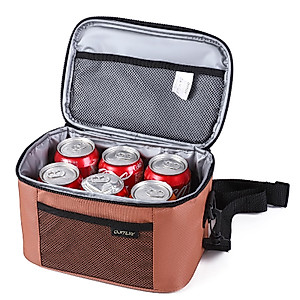 ONTESY Small Lunch Bag for Men Women, Portable Cooler Thermal Insulated Lunch Box for Boys Girls Kids Reusable Lunch Pail with Adjustable Shoulder Strap for Work School Picnic (Brown)