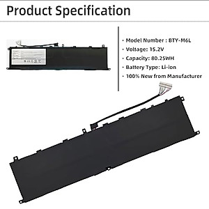 YXKC BTY-M6L Laptop Battery for MSI GS65 GS75 Stealth Thin 8SE 8SF 8SG 8RF 8RE 9RE 9SD 9SE 9SF 9SG, Modern 8RC P658SC WS65 9TM WS75 10TM, Creator 8RD 8RE P75 PS63 GS60 Series MS-16Q2 MS-16Q3 15.2V
