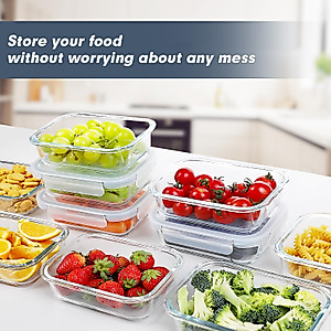 BAYZZ Glass Meal Prep Containers, 10 Packs 22 oz Glass Food Storage Containers,Airtight Lunch Containers with lids - Microwave,Freezer,Dishwasher Safe
