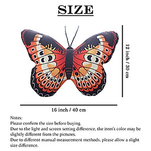 zhidiloveyou Butterfly Stuffed Animal Plush Butterfly Pillow Kawaii Toy (16"×12", Colorful)