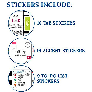 Schoolgirl Style Black, White & Stylish Brights Teacher Planner, 8" x 11" Undated Daily Planner, Weekly Planner, Monthly Planner With Planner Stickers for Classroom Organization & Teacher Organization