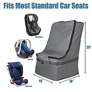 Graco Padded Car Seat Travel Bag & Infant Carrier Backpack, Durable Large Back Pack for Carseats & Booster Seats, Airport Gate Check Bag Luggage, Double Padded Strap, Water Resistant Material, Grey