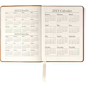 Graphic Image 2023 Leather Planner, Desk Diary Agenda Appointment Book, Luxury Soft Leather Bound in The USA, 7x9", Black