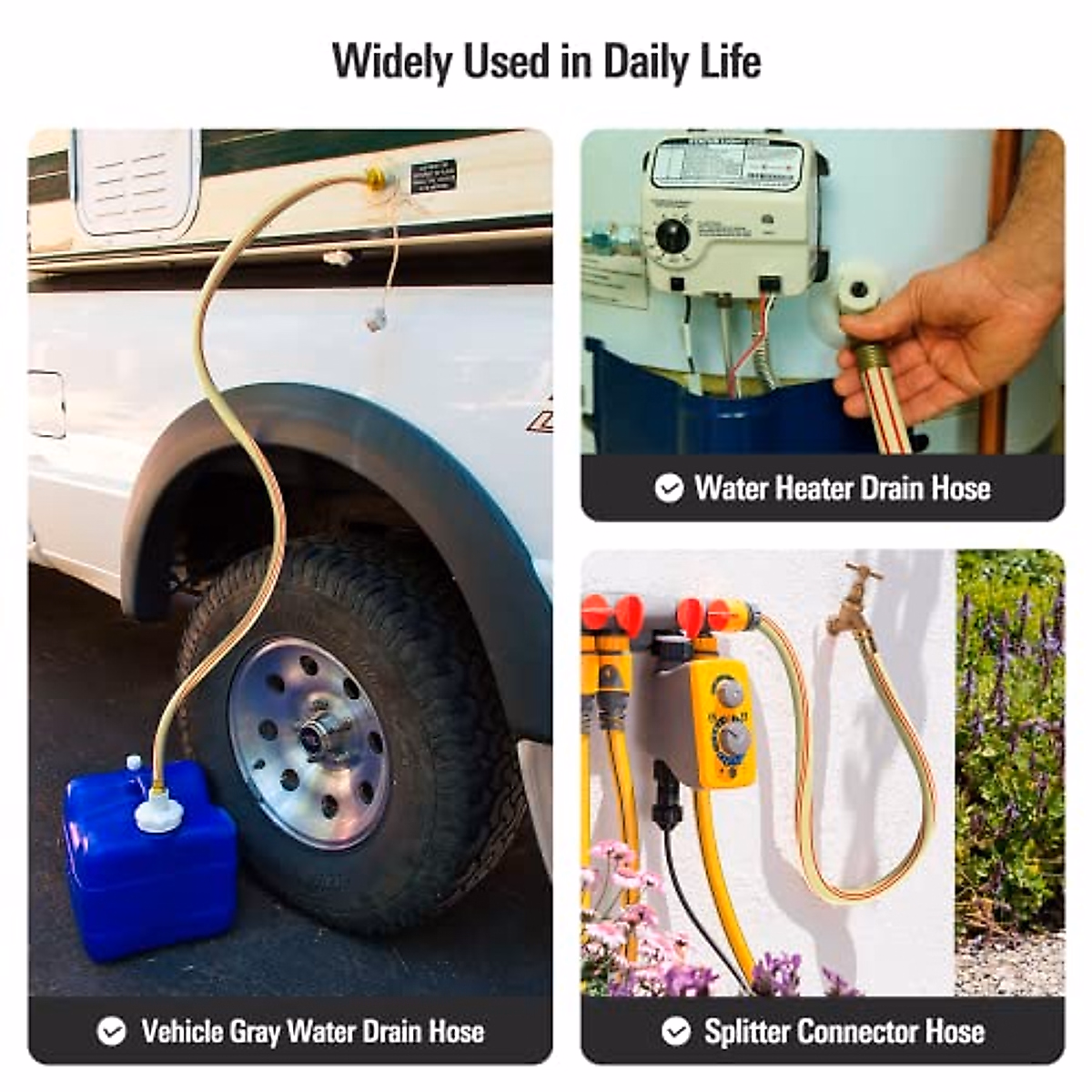 Solution4Patio Homes Garden 3/4 in. x 5 ft. Short Hose Yellow Lead-in Hose Male/Female High Water Pressure Solid Brass Fittings for Water Softener, Dehumidifier, Vehicle Water Filter 5 Years Warranty