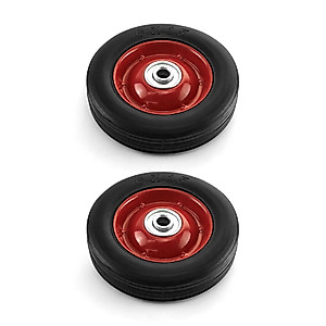 QWORK 2 Pack 6" x 1.5",1/2" Axle, Premium Rubber Wheel with Ball Bearing, Hand Truck Wheel, Capacity up to 132 lbs