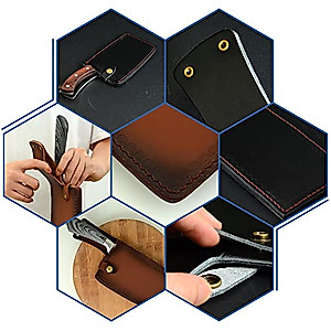 XYJ Chef Knife Sleeves PU Leather Knife Cover With Carry Belt Loop Black Brown Kitchen Knives Edge Guards Protector Tools 2-pieces(Knives Not Included)