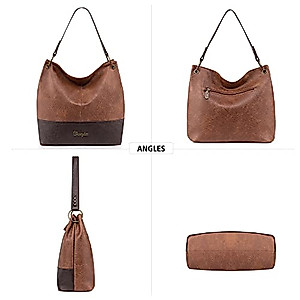 Wrangler Hobo Bags for Women Leather Tote Bag Shoulder Bag Top Handle Satchel Purses and Handbags B2B-WG20-918BR