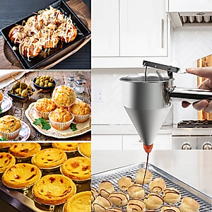 40oz Pancake Batter Dispenser, Stainless Steel Funnel Cake Dispenser with Stand Heavy Duty Baking Tool for Cupcake Waffles Cakes, Caliber: 0.31"/0.47"/0.55"/0.67"